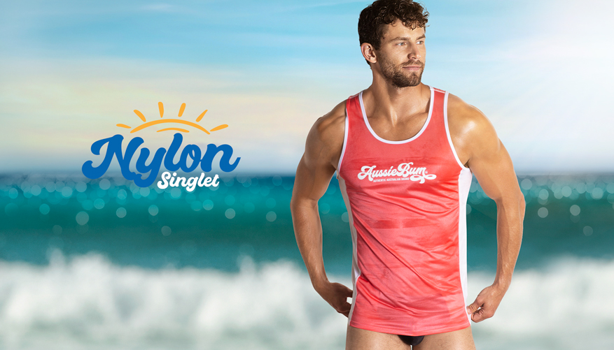 Nylon Singlet Peach Pink Singlet - Clothing range at aussieBum